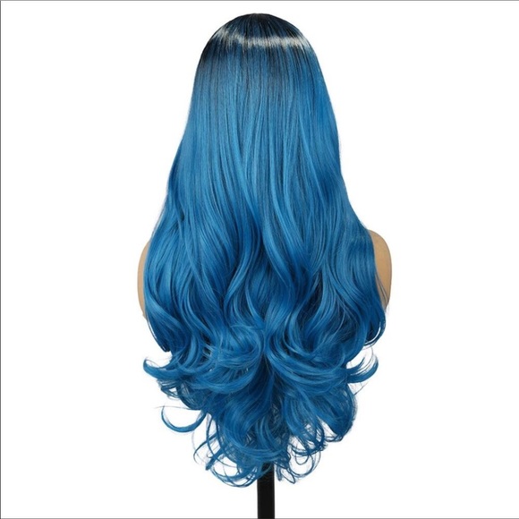 Hair | Wig Long Curly Middle Part Ombre Blue | Poshmark